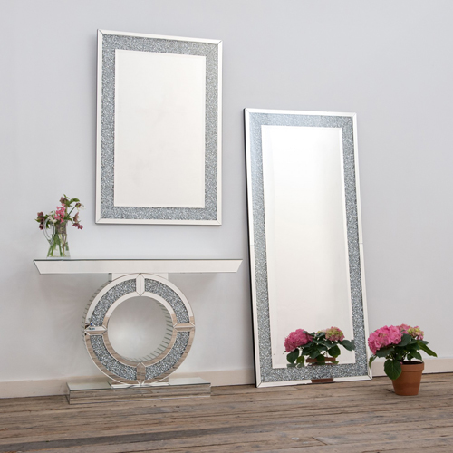 UK Style Mirrored Corner crystal diamond mirrored console table