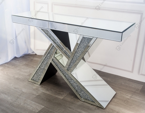 Crushed Diamond Console Table - Silver,