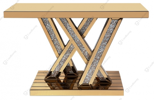 Crushed Diamond Console Table - Gold,