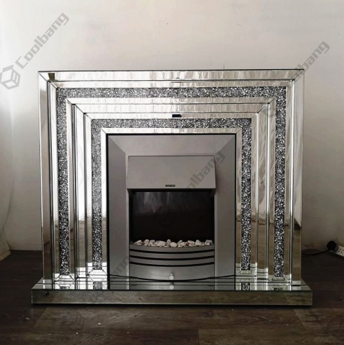 Modern Design and Hot Sales Diamond Crushed Mirrored Fireplace