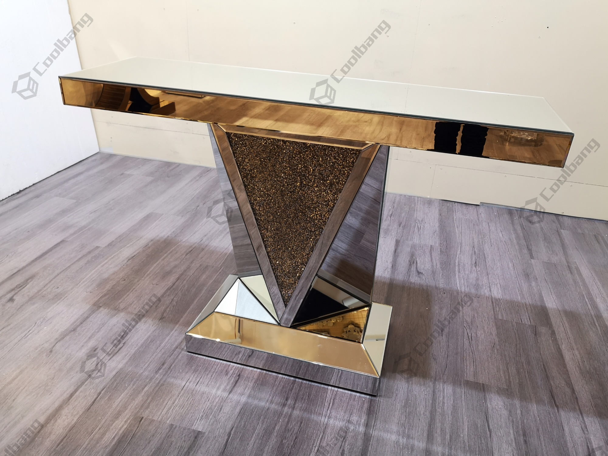 Wholesale direct supply crystal diamond mirrored console table