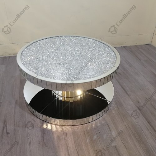 Modern luxury sparkle crushed glass diamond coffee table