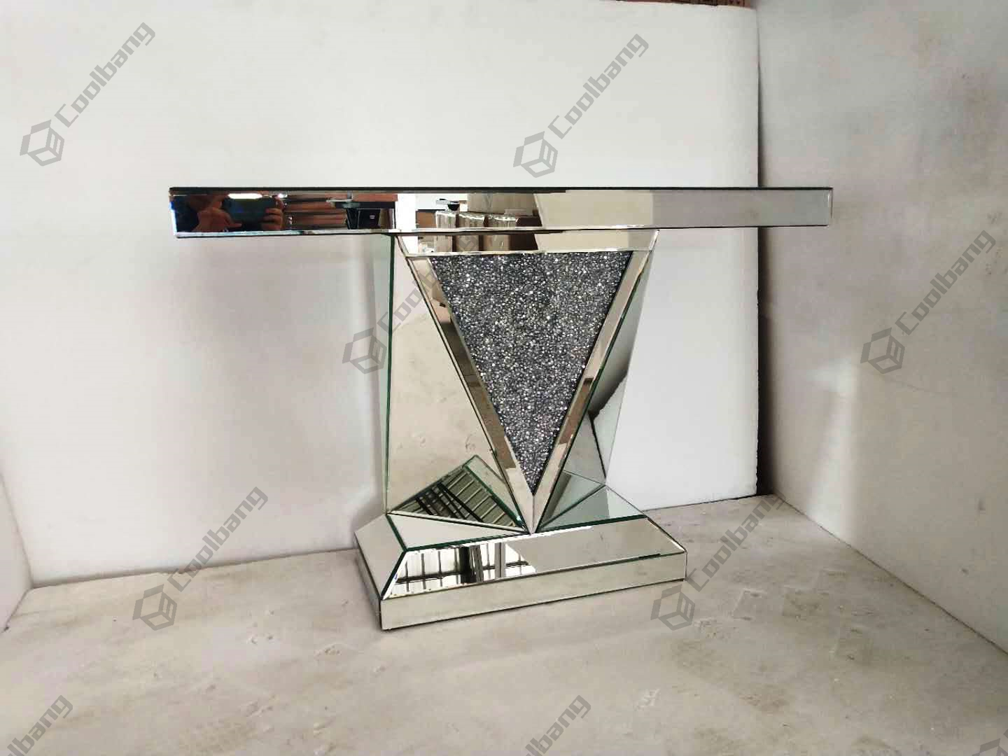 Wholesale direct supply crystal diamond mirrored console table