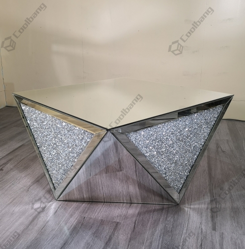 Modern luxury sparkle crushed glass diamond coffee table