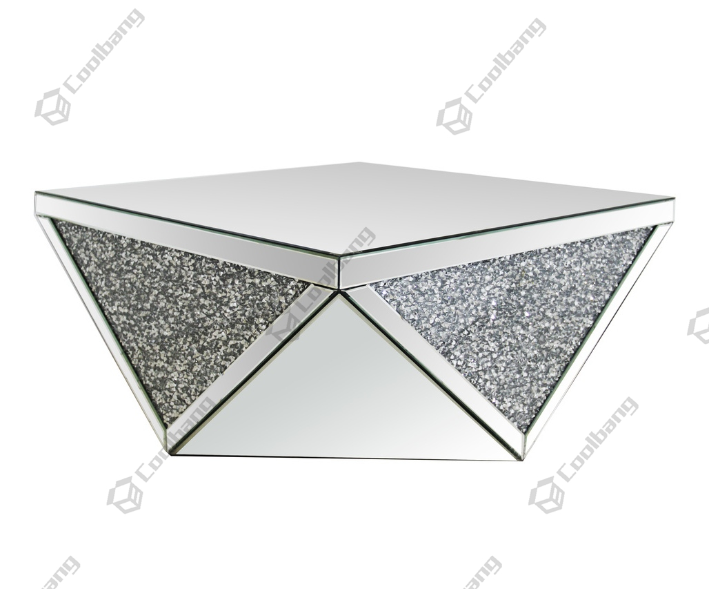 Modern luxury sparkle crushed glass diamond coffee table