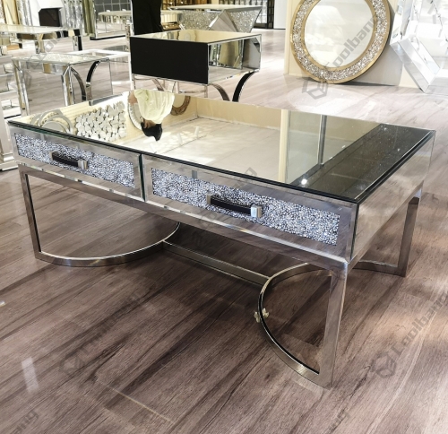 Modern luxury sparkle crushed glass diamond coffee table