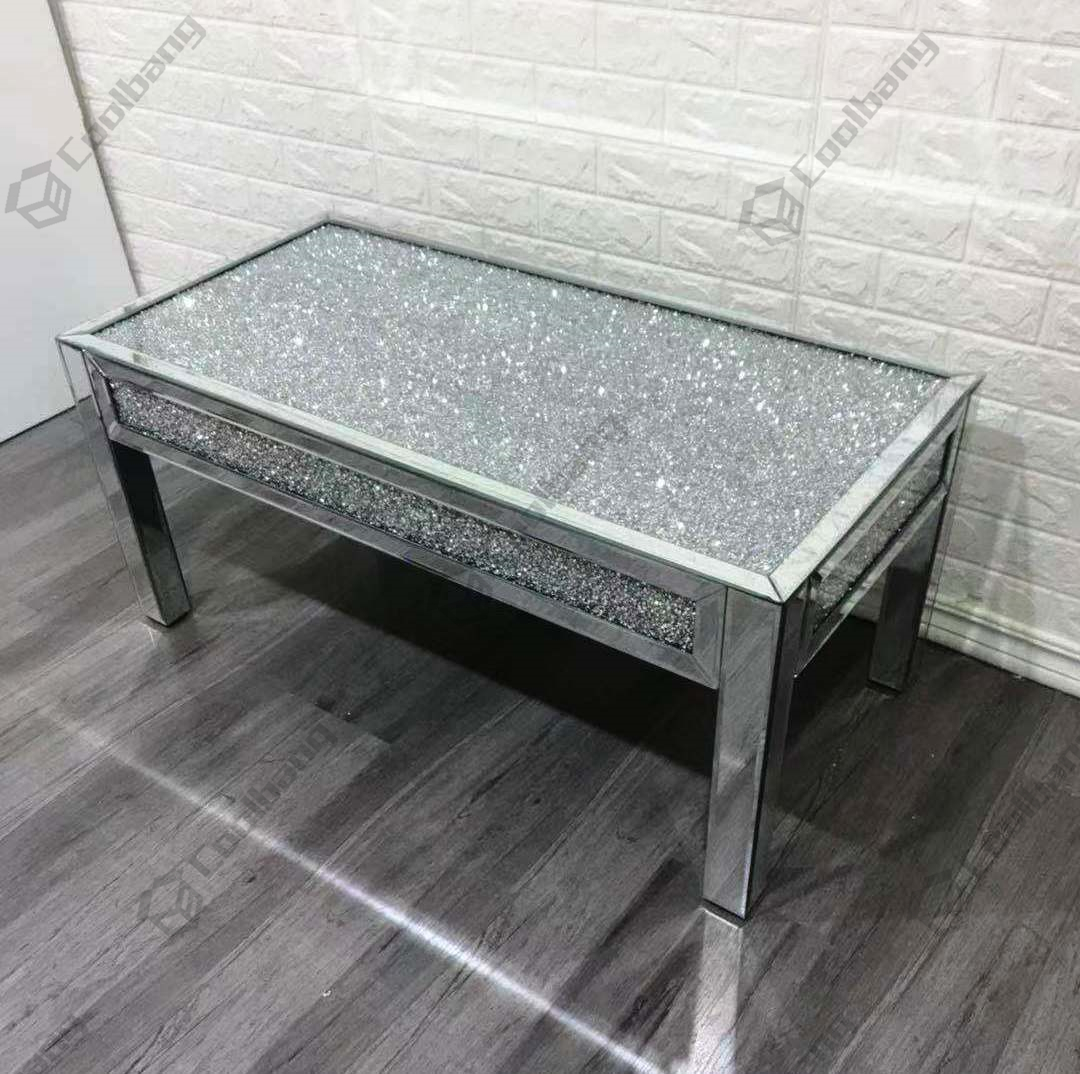 Morden luxury sparkle crushed glass diamond coffee table