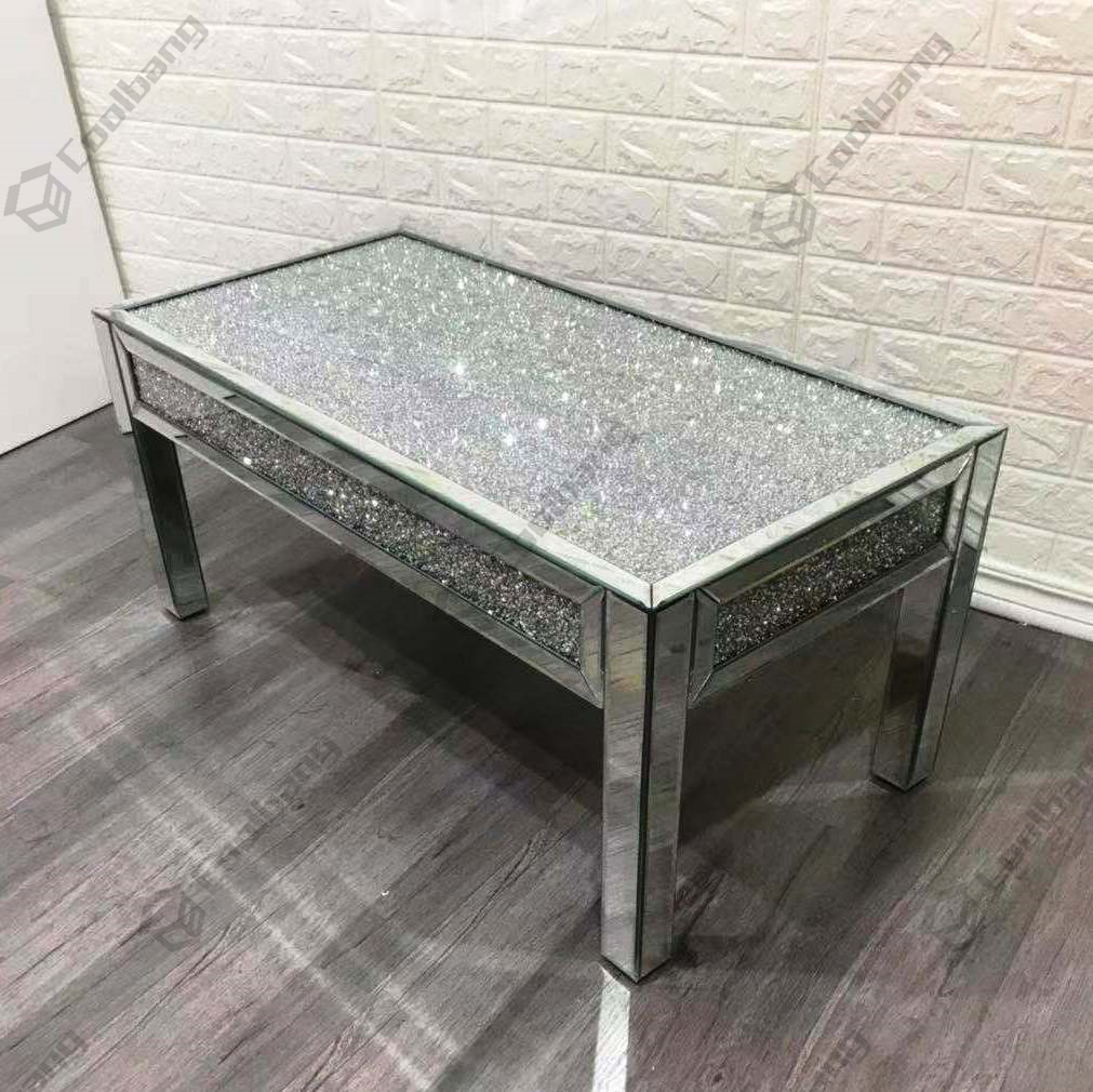 Morden luxury sparkle crushed glass diamond coffee table