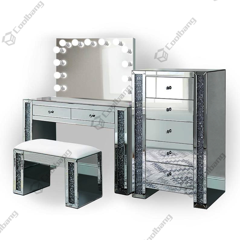 Factory Wholesale Crushed Diamond Hollywood Dressing Table