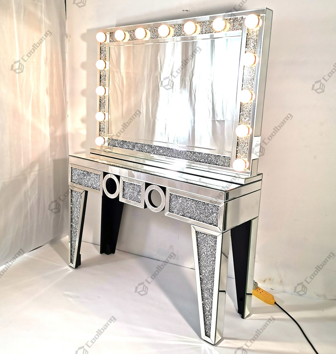 Factory Wholesale Crushed Diamond Hollywood Dressing Table
