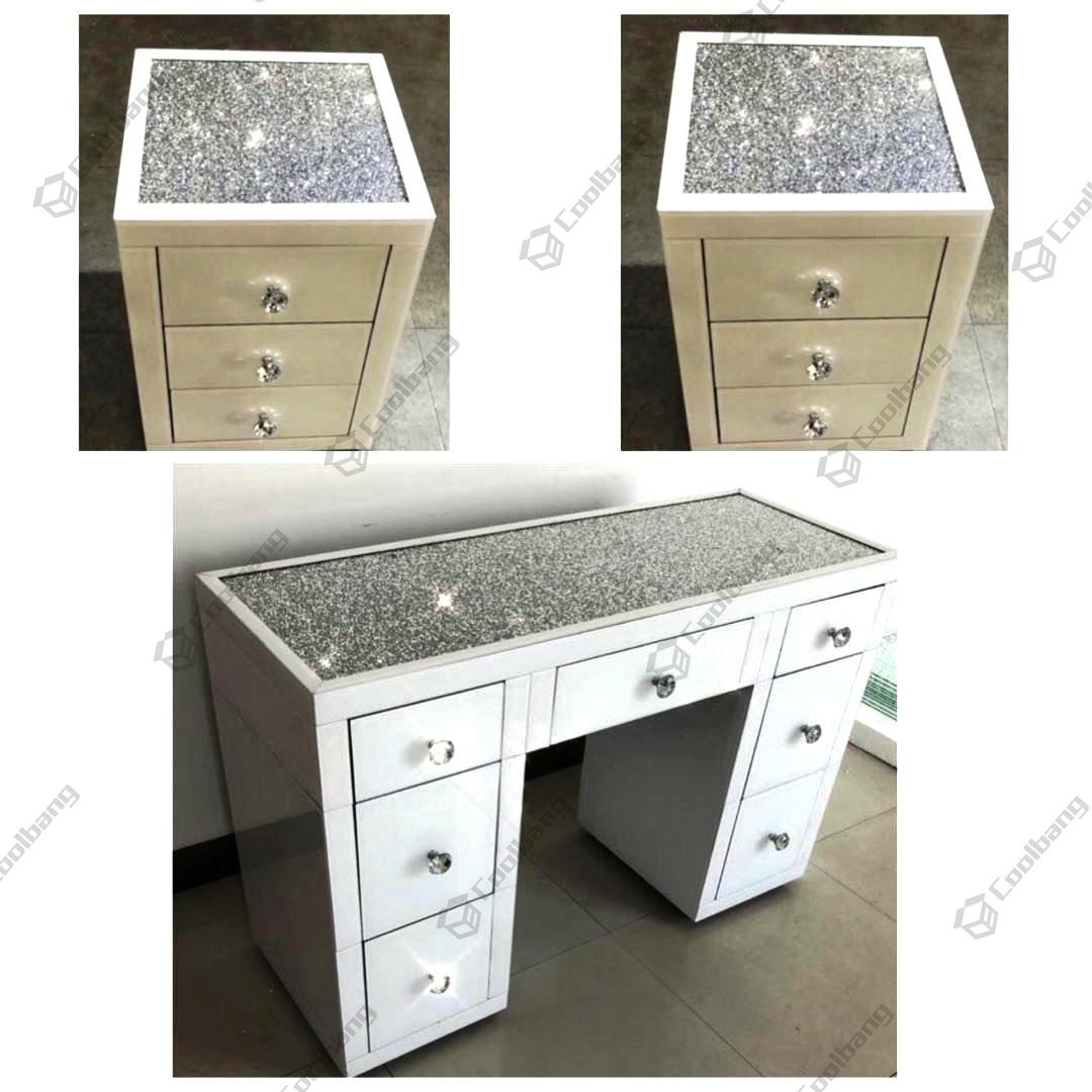 Factory Wholesale Crushed Diamond Hollywood Dressing Table