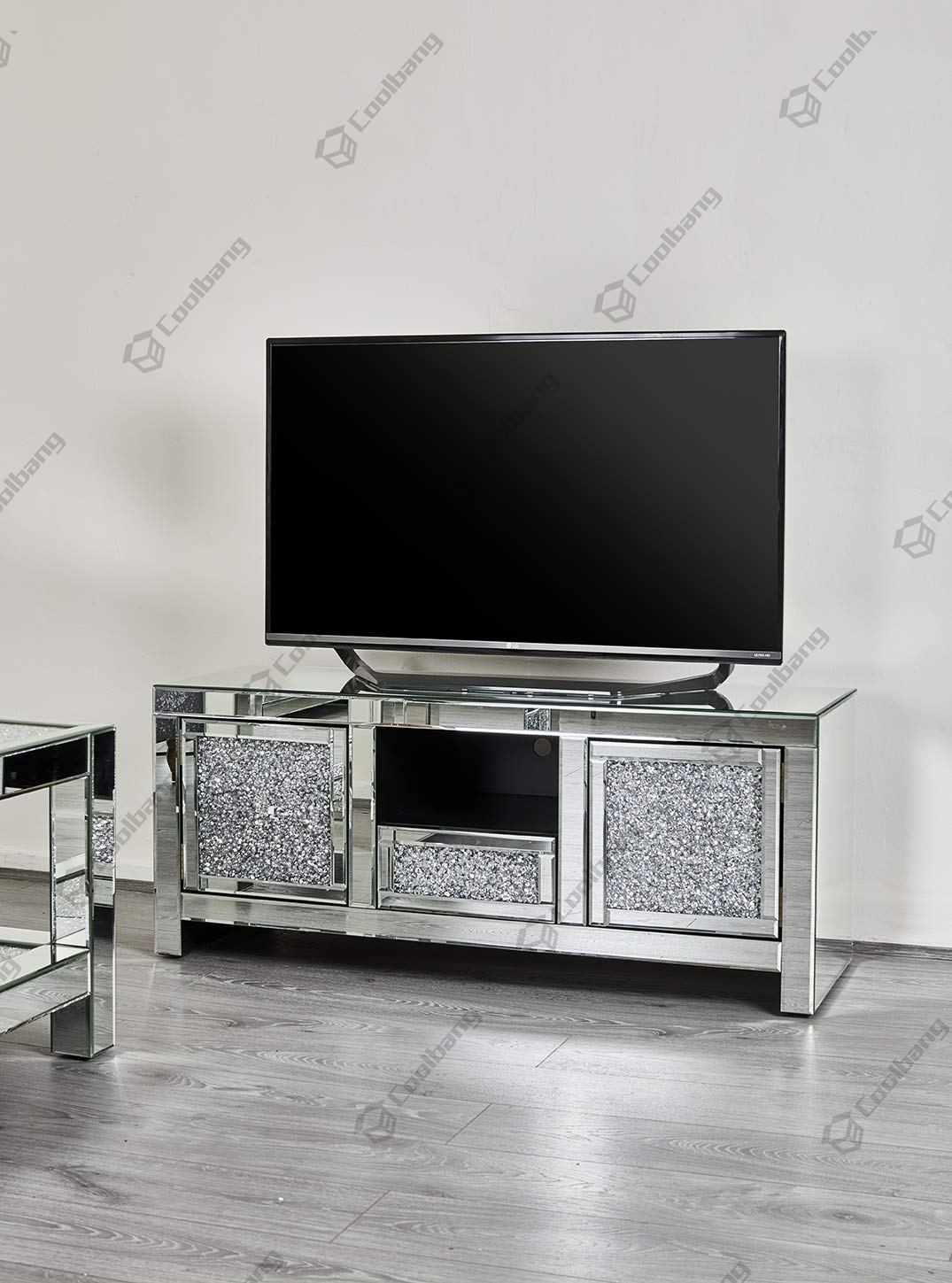 Mirrored Furniture Crushed Diamond TV Unit Stand Table