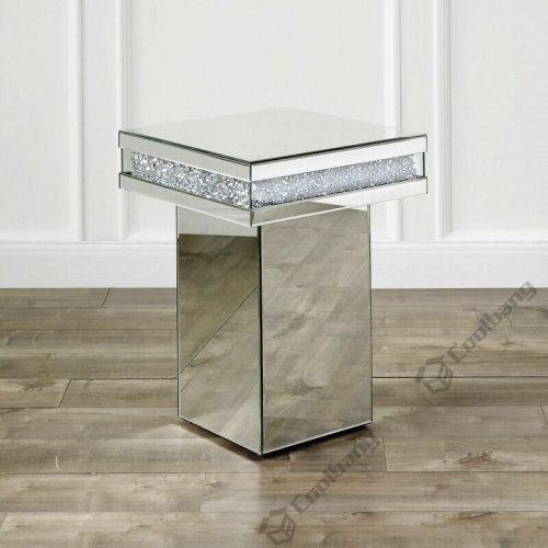 Living Room Crushed Diamond Mirrored Side Table End Table