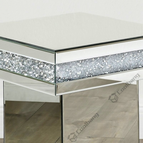 Living Room Crushed Diamond Mirrored Side Table End Table