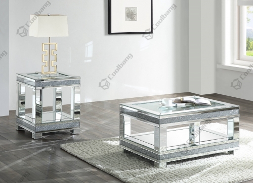 Living Room Crushed Diamond Mirrored Side Table End Table