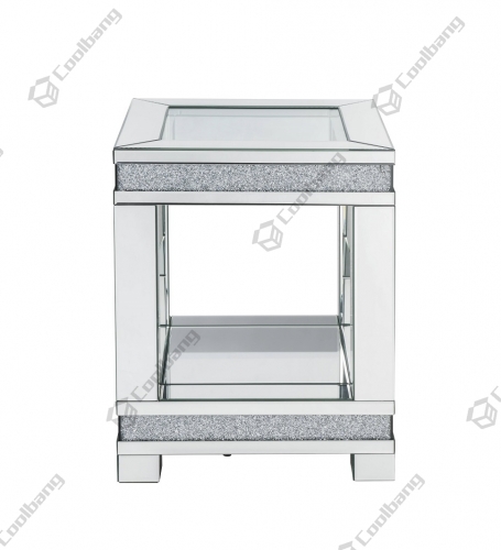 Living Room Crushed Diamond Mirrored Side Table End Table