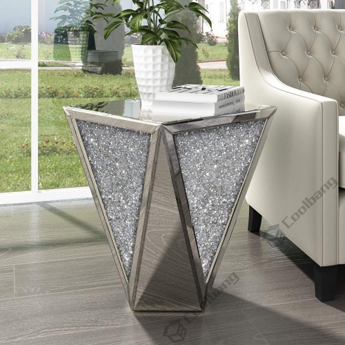 Living Room Crushed Diamond Mirrored Side Table End Table