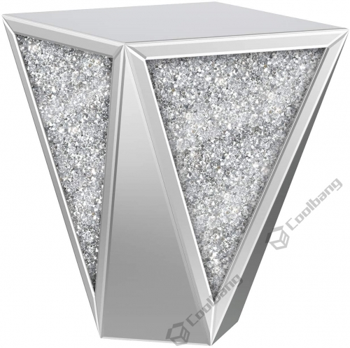 Living Room Crushed Diamond Mirrored Side Table End Table