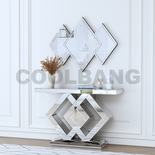 modern mirrored style hotel luxury living room console table